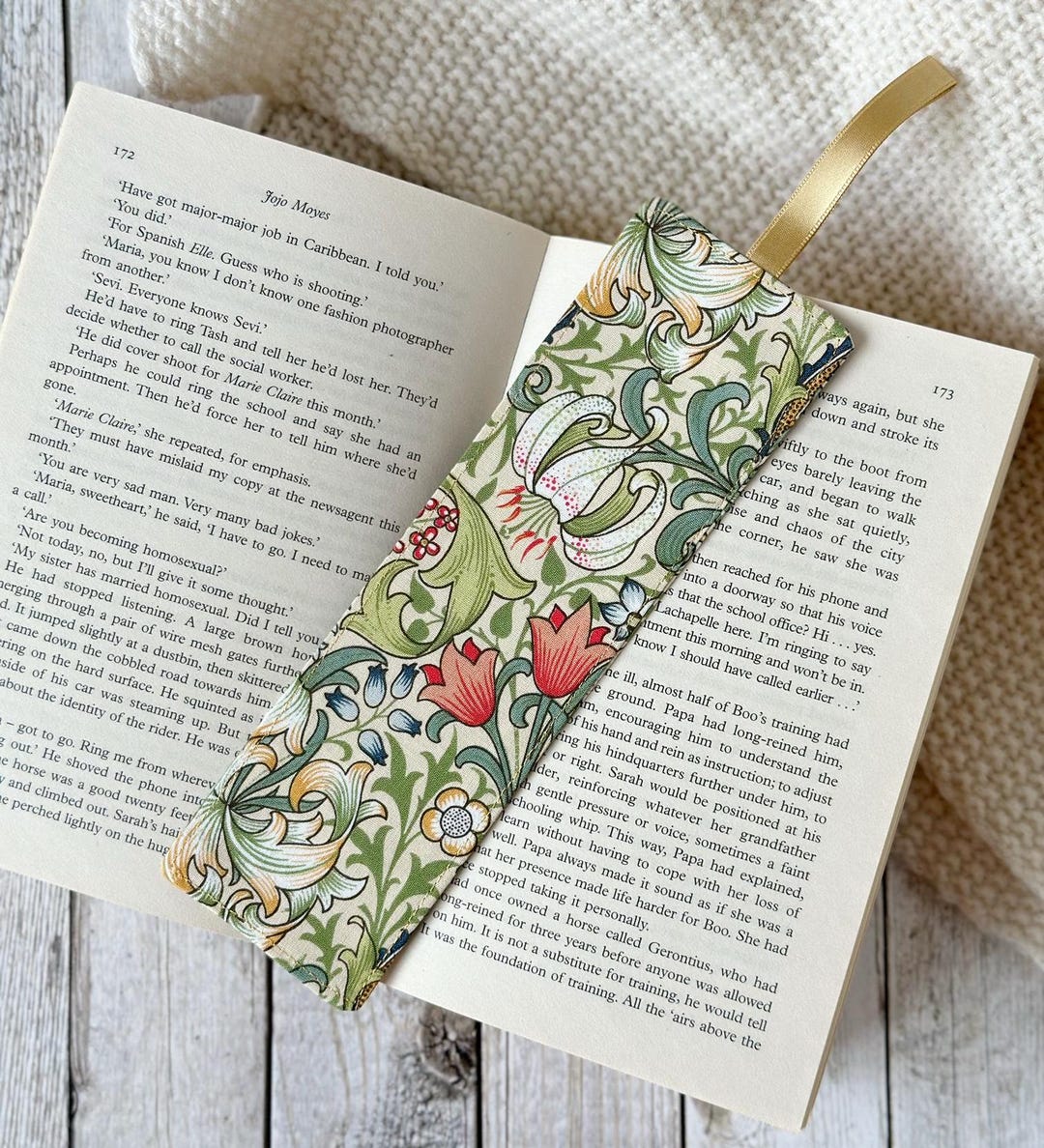 Fabric Bookmark, William Morris Golden Lily Fabric Bookmark, Handmade ...