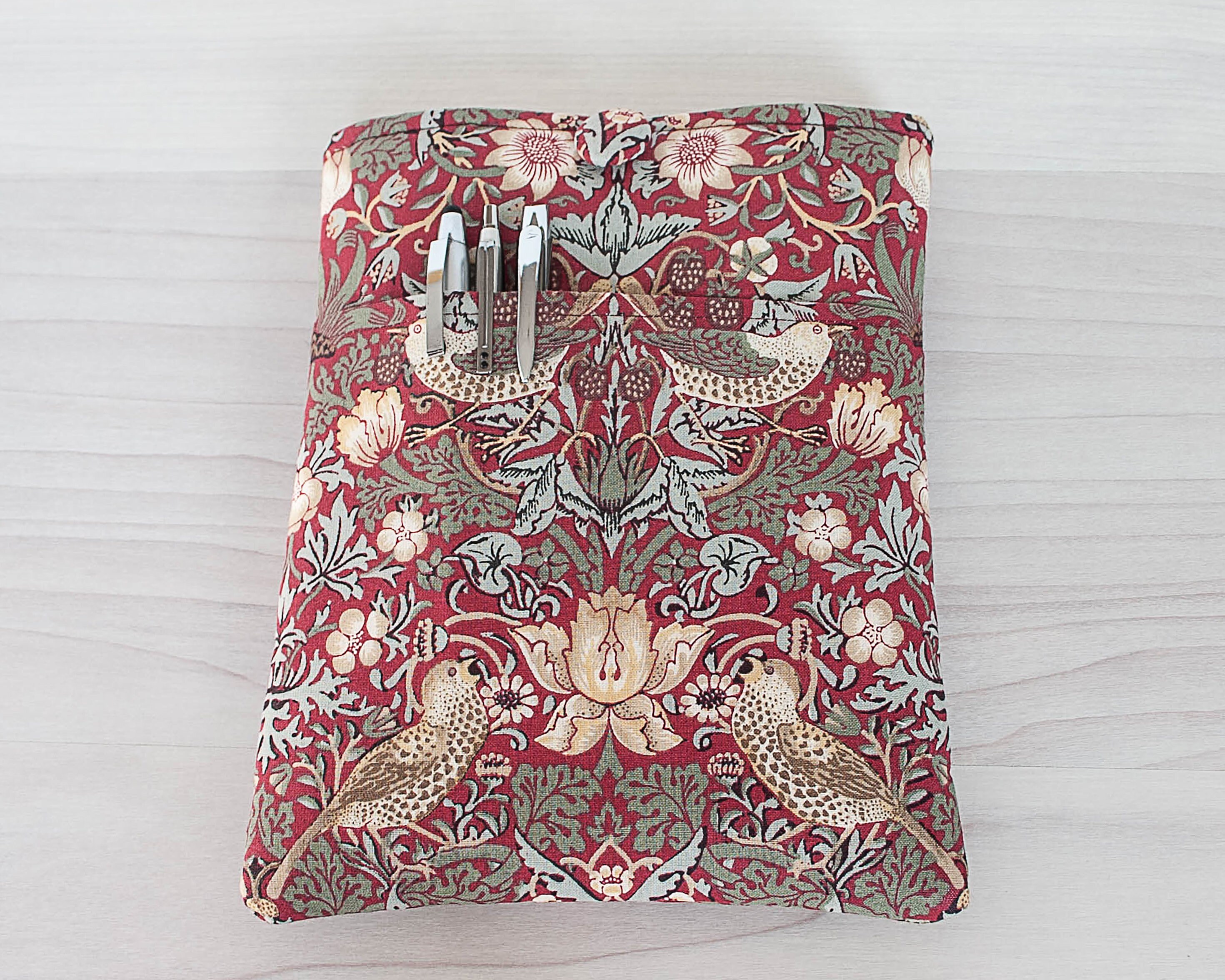 Red Strawberry Thief Book Sleeve With Closure and Front Pocket - Etsy