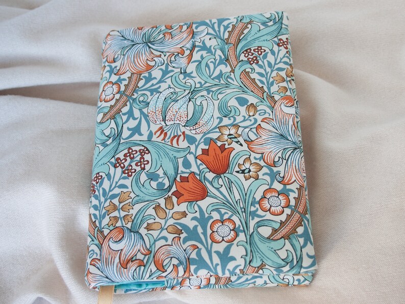 Turquoise Golden Lily Fabric Book Cover Custom Bible Cover - Etsy