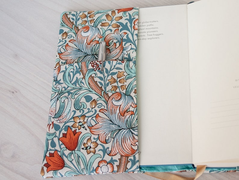 Turquoise Golden Lily Fabric Book Cover Custom Bible Cover - Etsy