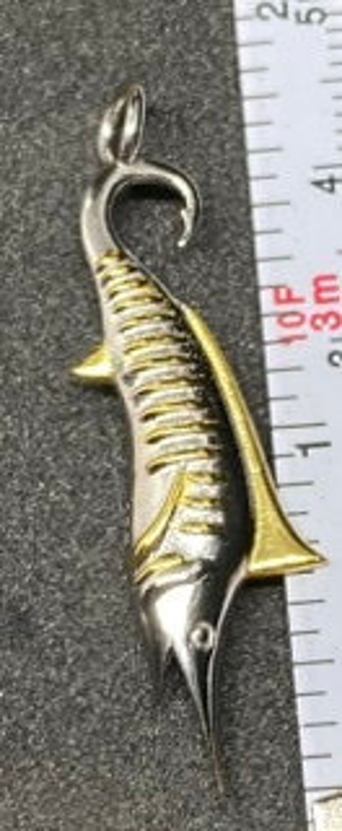 Marlin Pendant Solid Sterling Silver W 10kt Gold Plating - Etsy