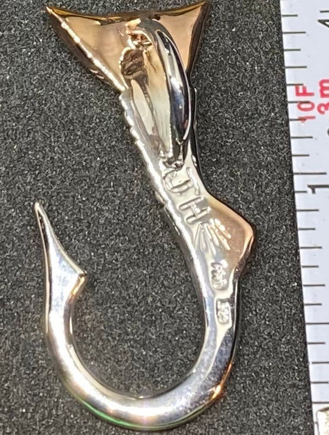 Redfish Tail Hook Pendant Sterling with Rose Gold Plating | Etsy