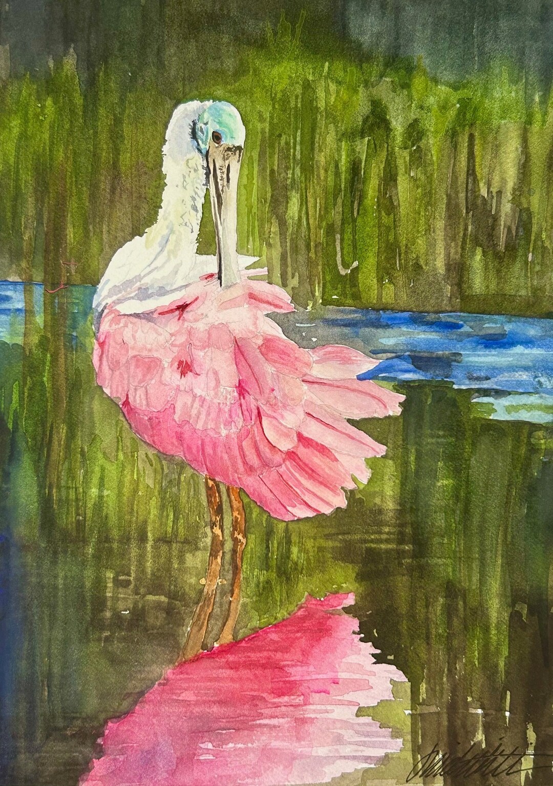 Roseate Spoonbill Original, One of Kind, Watercolor, 8 X 10 Painted by ...