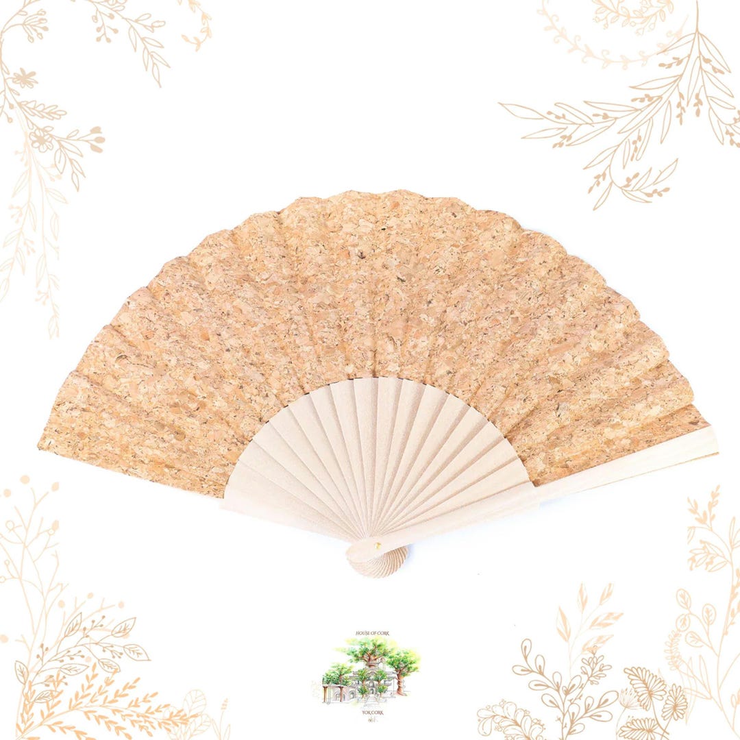 Cork Fabric Fan With Golden Sparkles. Vegan-friendly. YOKCORK Shop - Etsy