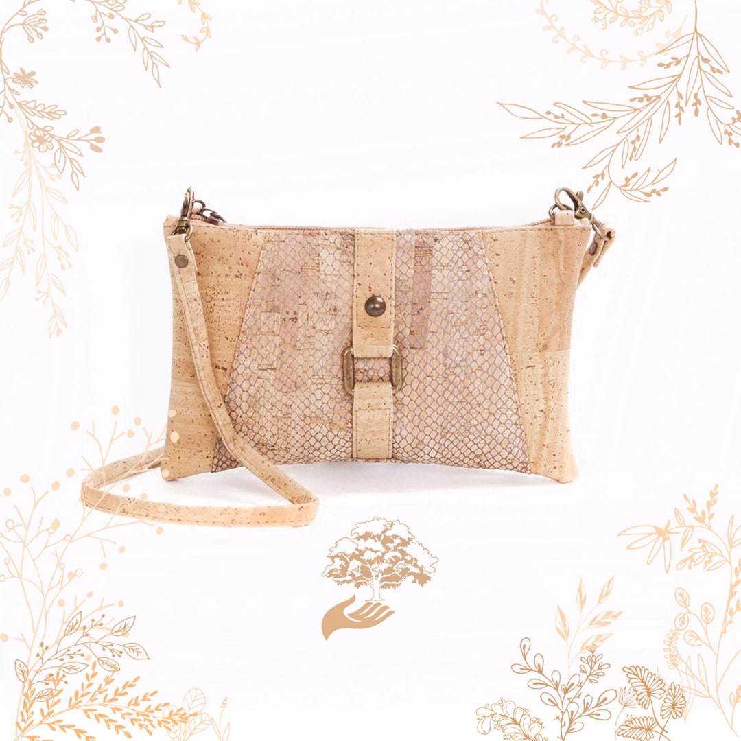 Small Beige and Silver Cork Clutch Bag. Eco-responsible Crafts - Etsy