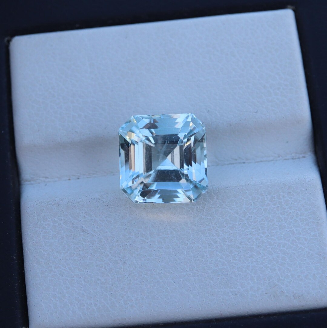 Superb Fine Cut! 9.5 MM AAA Natural Faceted AQUAMARINE Square Cut Shape ...