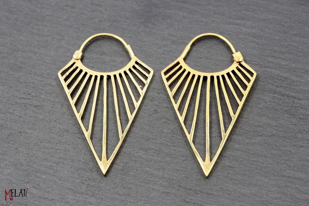 Triangle Brass Earrings,geometric Brass Earrings,triangle Brass ...