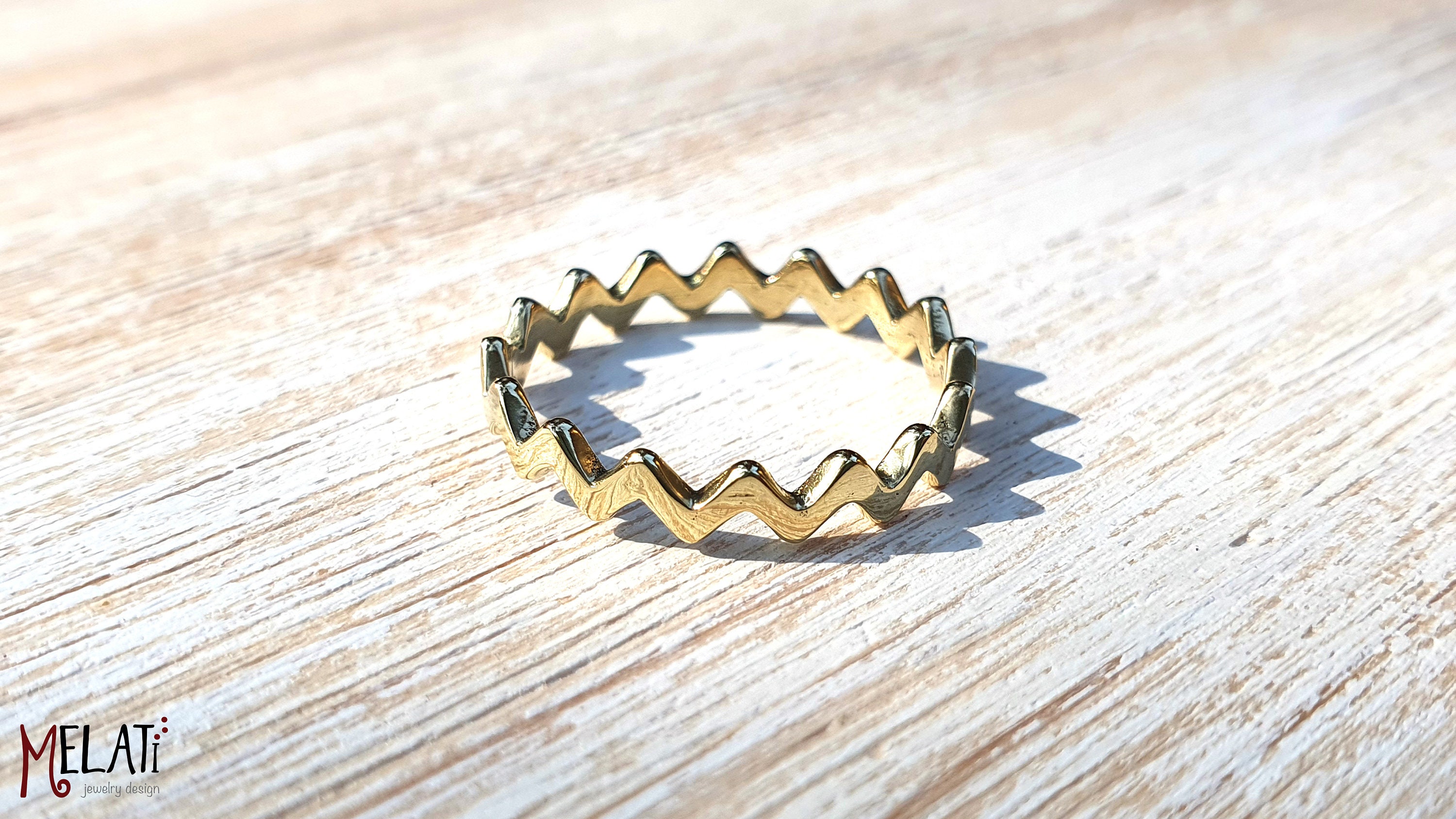 Narrow Golden Ring Brass Serrated Ring Minimalist Ring - Etsy UK