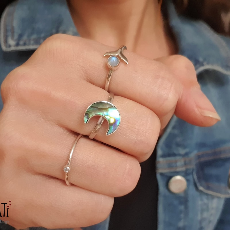 Silver Moon Ring - Etsy