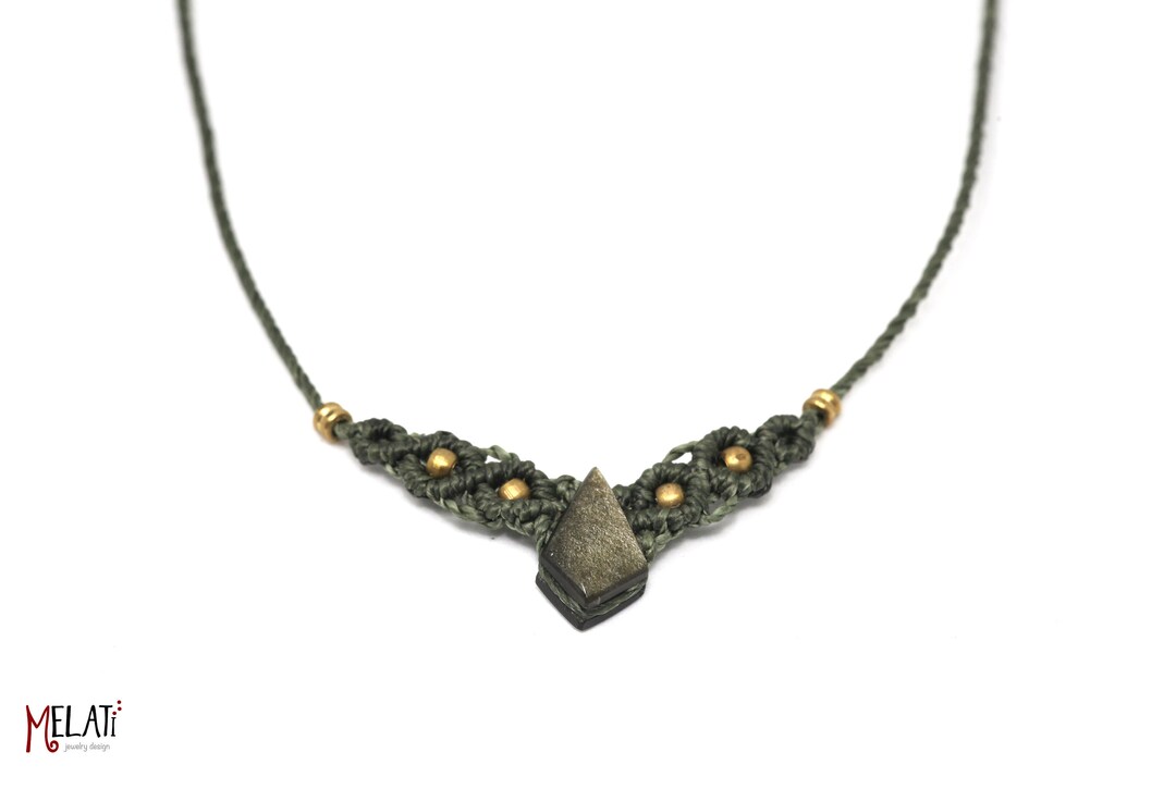 Short Macrame Necklace, Tiara, Choker Necklace Green, Macrame Necklace ...