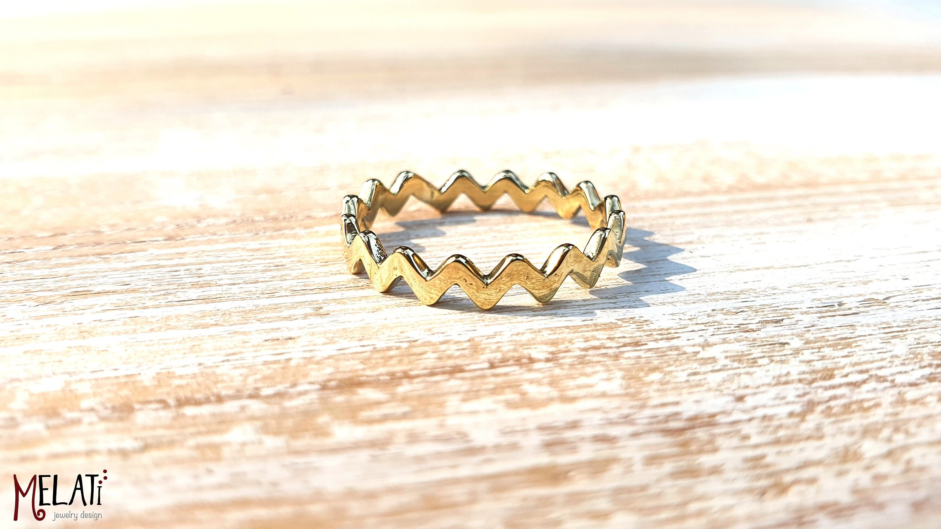 Narrow Golden Ring Brass Serrated Ring Minimalist Ring - Etsy UK