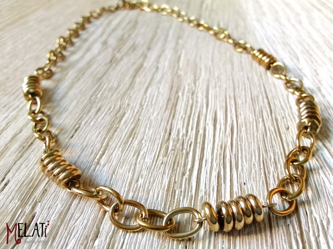 Gold Chain, Punk Chain, Gold Stainless Steel Chain, Studded Chain, Link ...