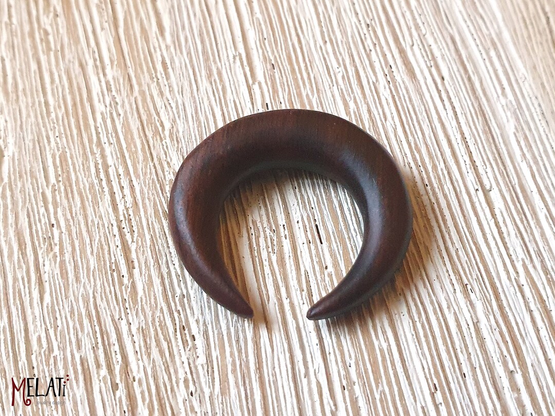 1x Wooden Tunnel, Half Moon Plug Made of Wood, Stretching, Flesh Tunnel ...