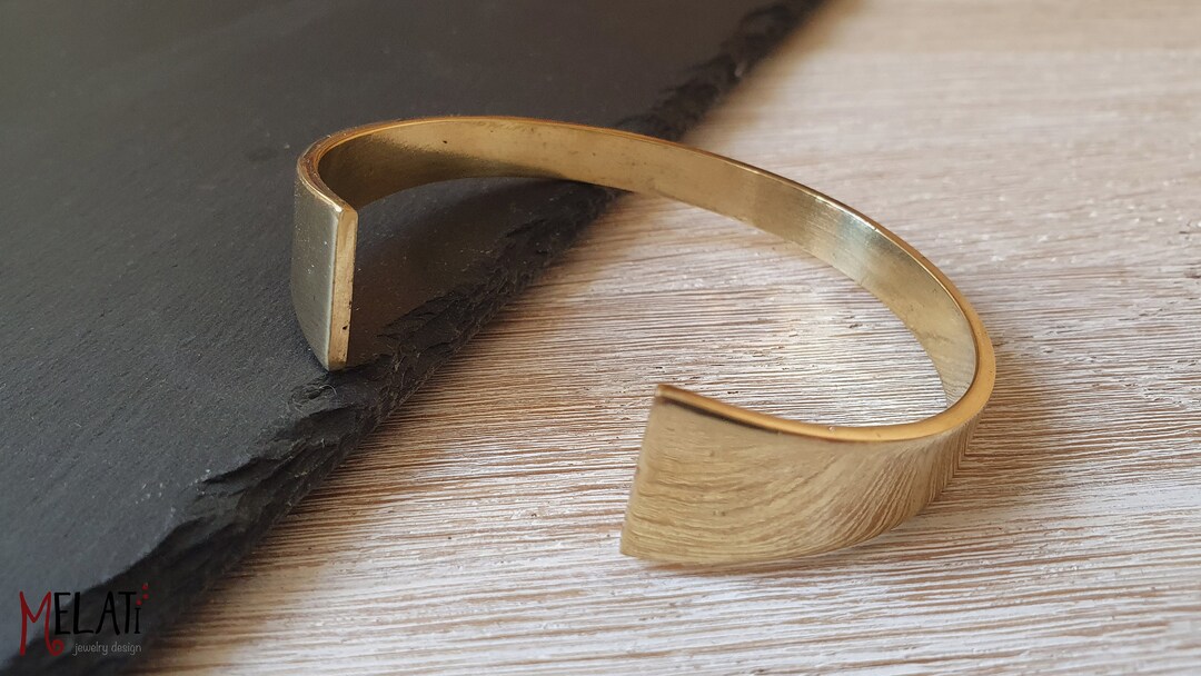 Large Brass Bangle, Gold Bangle, Wide Men Bangle, Plain Bangle, Gypsy ...