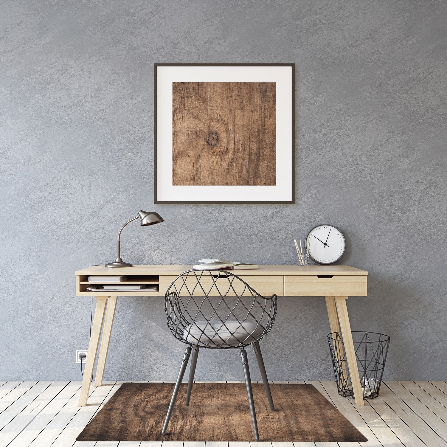 Dark Wood Chair Mat, Brown Splat Mat, Beige Living Room Floor, Forest ...