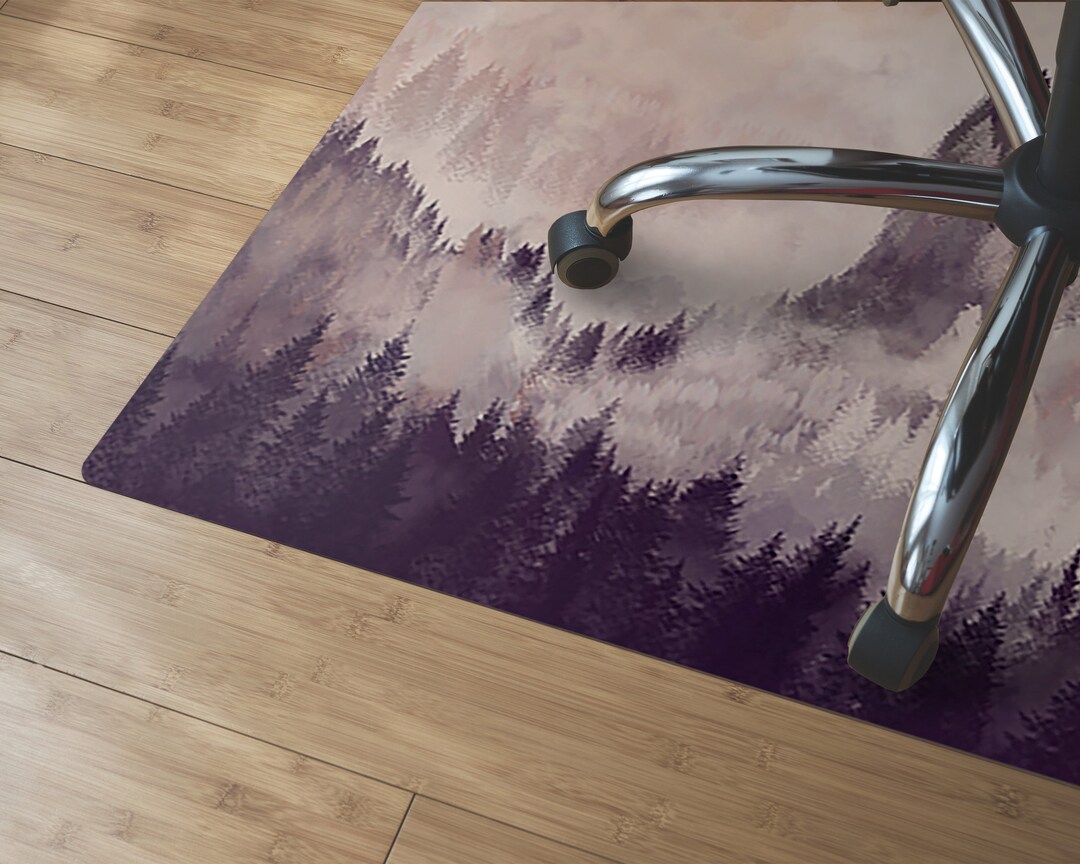 Purple Mountain Sunset Chair Mat, Beige Computer Mat, Violet Chair Pad ...