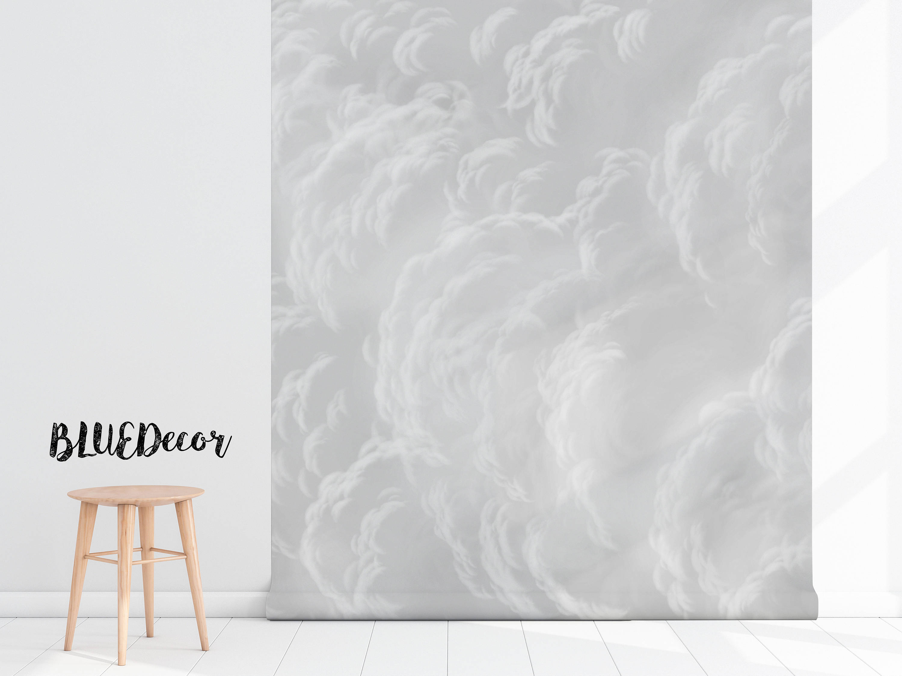 Cloudy Sky Wall Mural, Clouds, Sky, Watercolor, Peel and Stick ...