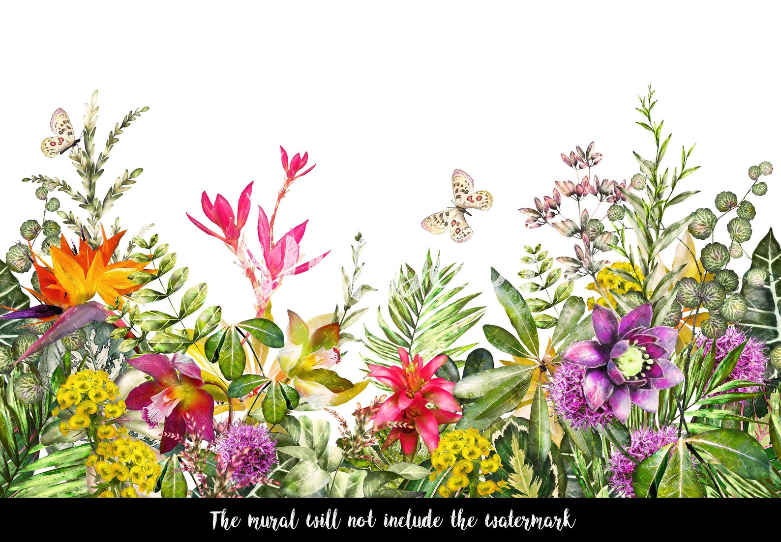 Tropical Plants Removable Wallpaper, Self Adhesive, Wall Covering, Peel ...