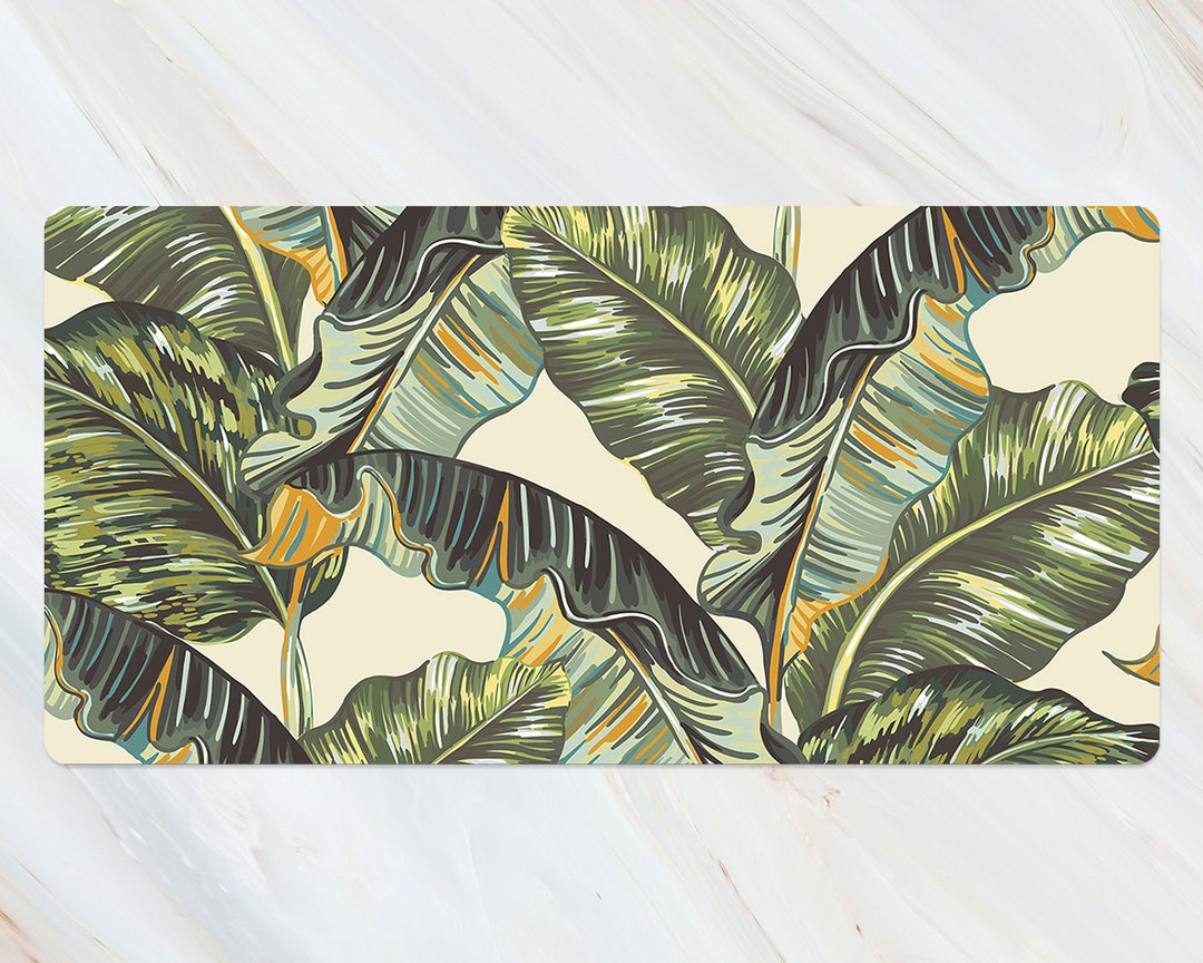 Sunny Palms Desk Mat Design, Green Gaming Room Decor, Orange Desk Mat ...