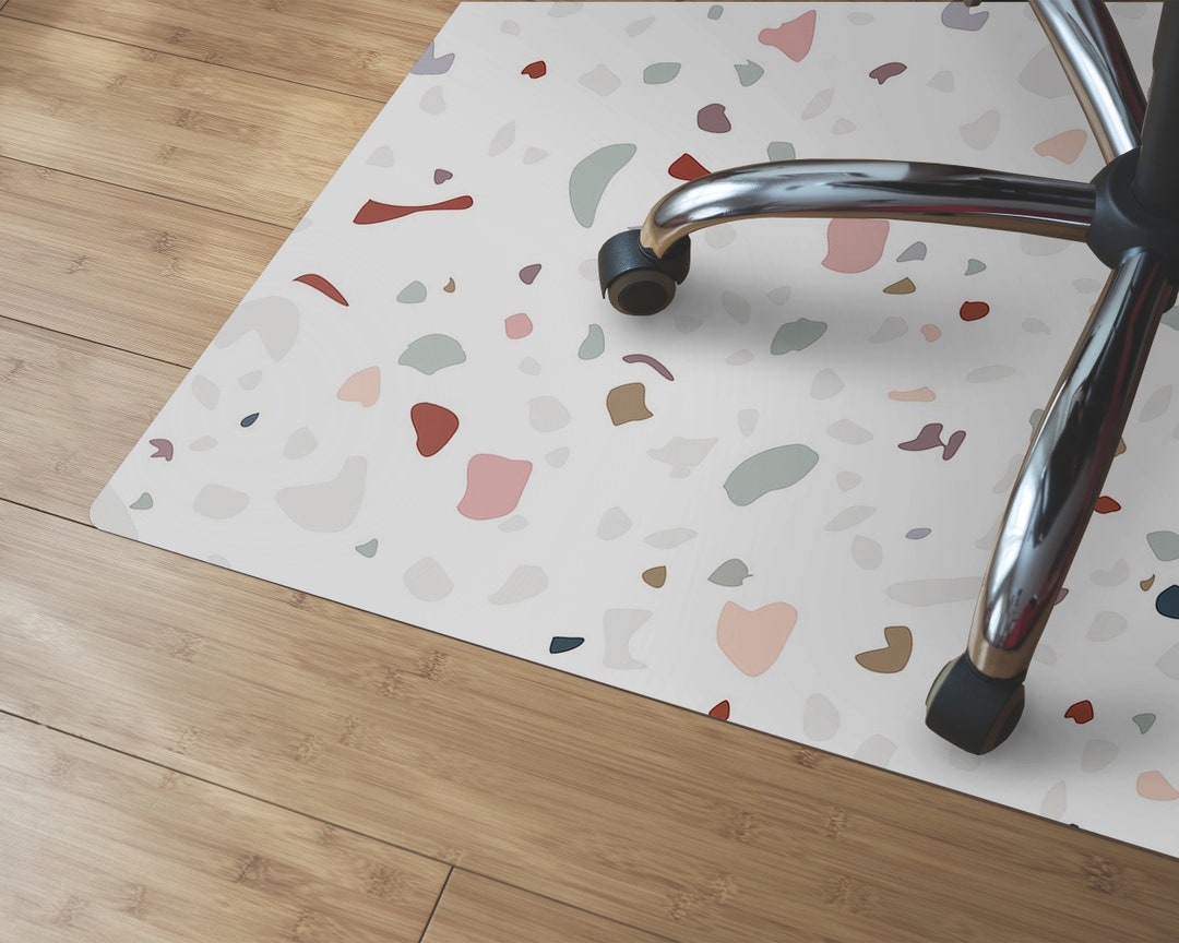 Granite Chair Mat, White Wood Floor Protection Mat, Blue Modern ...