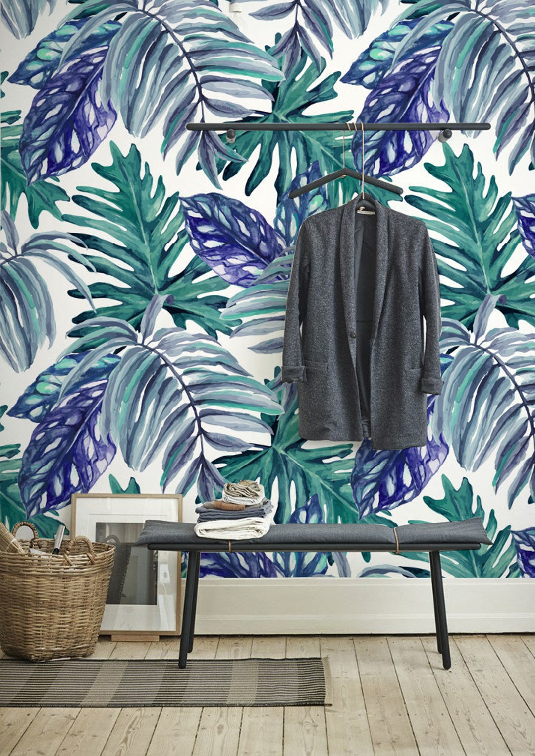 Jungle Leaves Wallpaper, Exotic Wall Mural, Tropical Wall Decor, Self ...