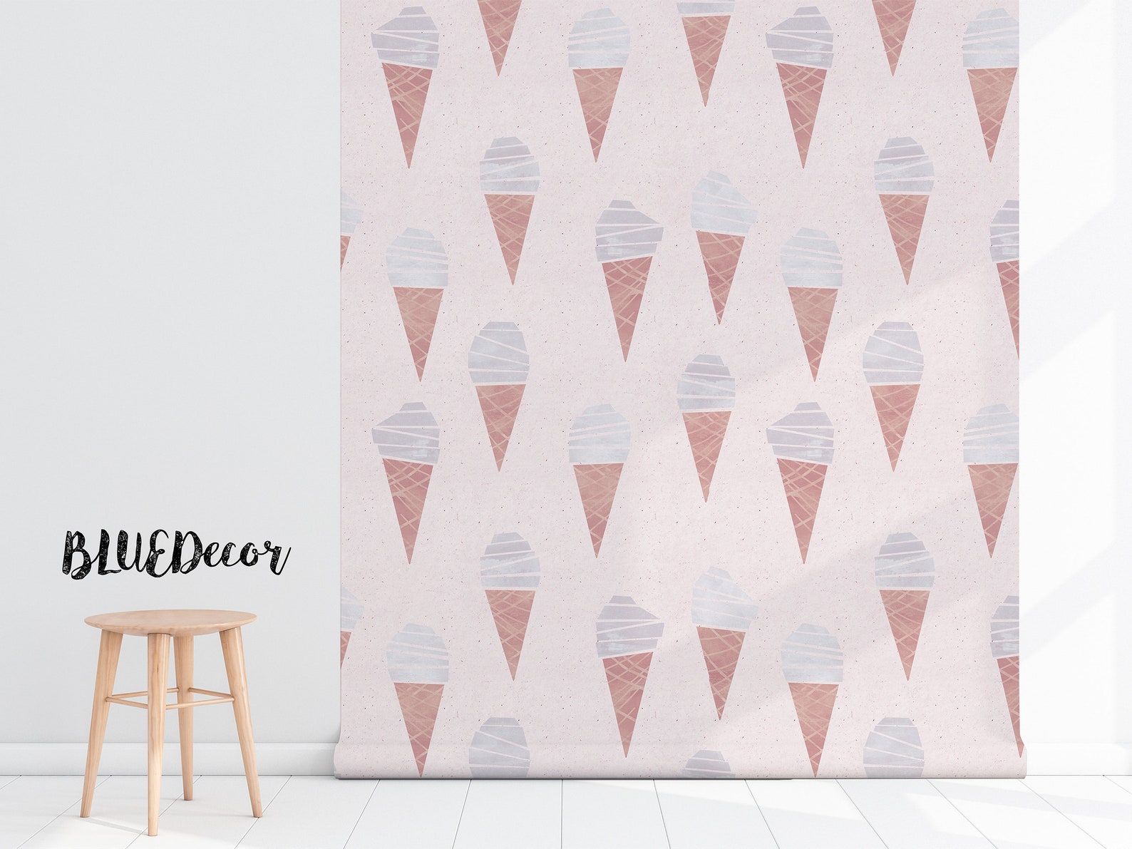 Ice Cream Crone Removable Wallpaper, Sweet Wall Mural, Adhesive, Cute ...