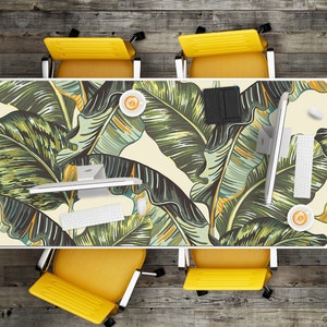 Sunny Palms Desk Mat Design, Green Gaming Room Decor, Orange Desk Mat ...
