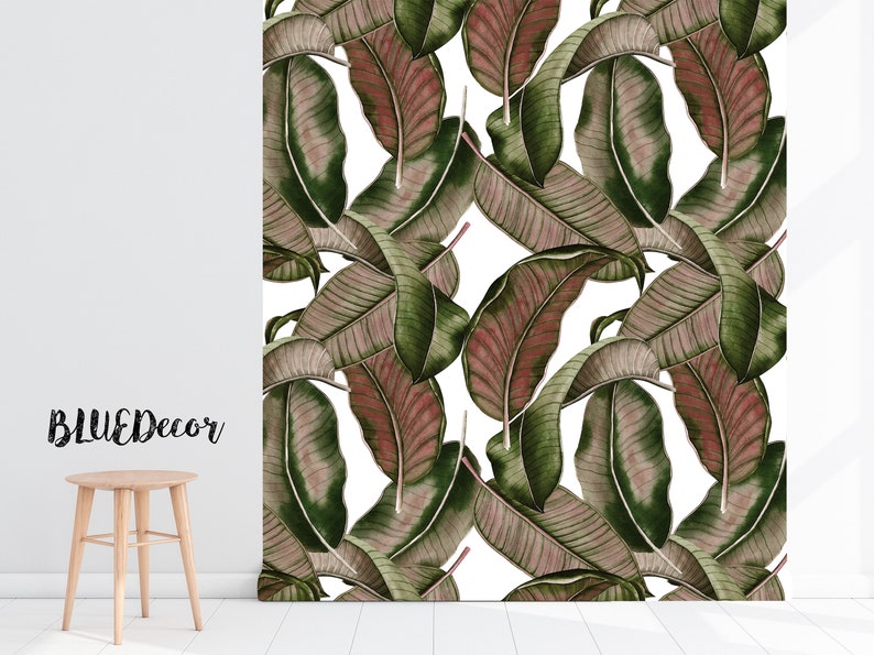Botanical Big Leaves Nature Wallpaper Autumn Wallpaper | Etsy