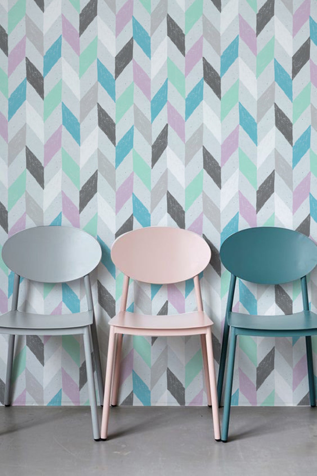 Pastel Chevron Wallpaper, Herringbone Wallpaper, Peel and Stick, Fabric ...