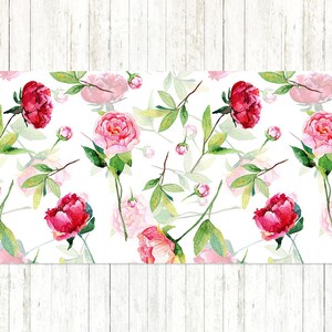Single Pink Roses Desk Mat, Green Desk Cover, Pink Desk Protector ...