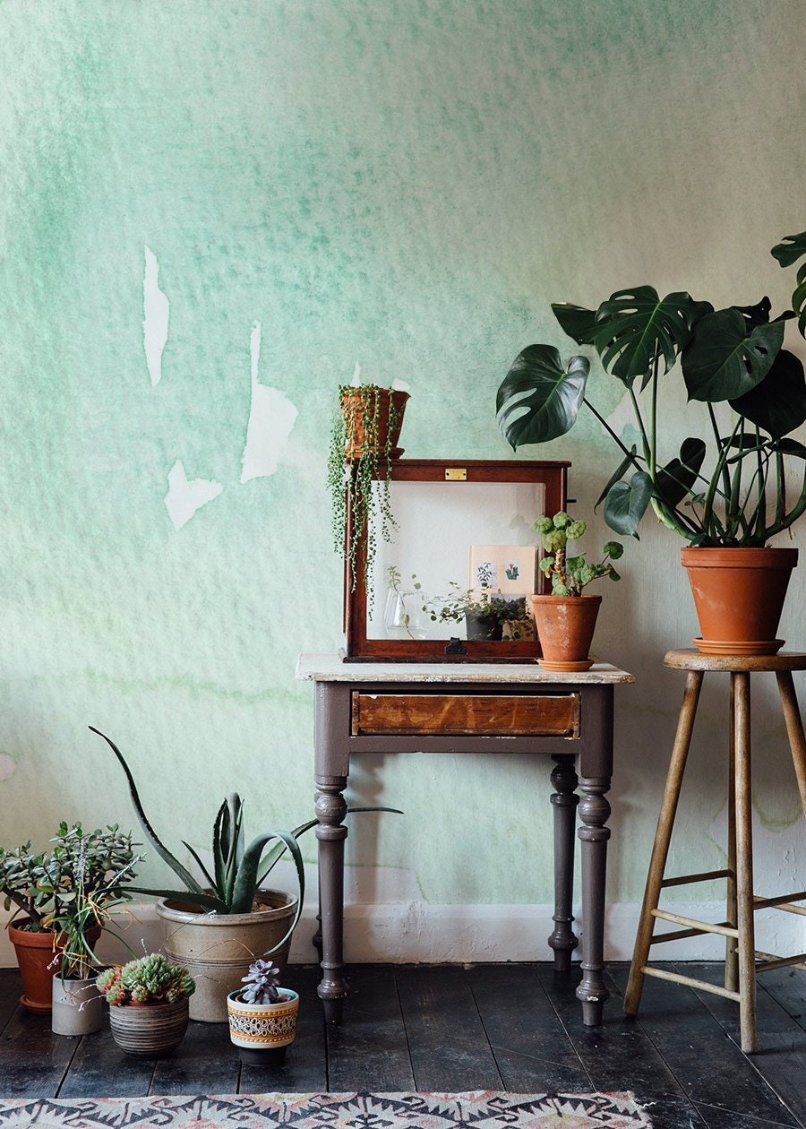 Light Tones Faded Wall Mural Abstract Wallpaper Watercolor | Etsy