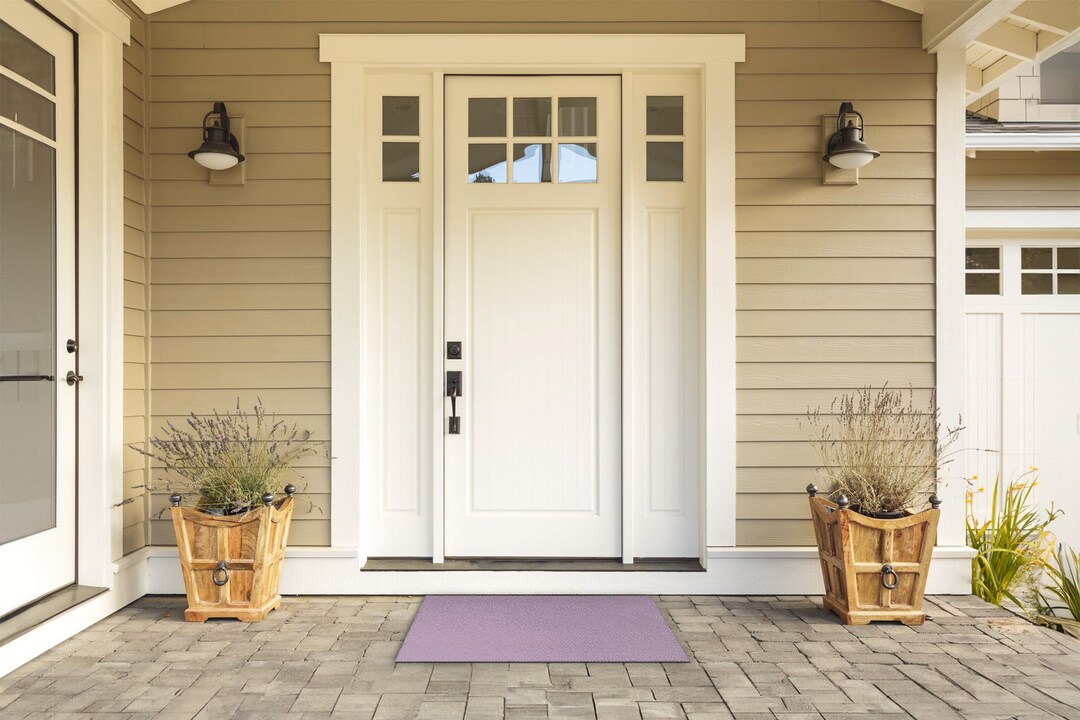 Lavender Field Outdoor Mat, Purple Welcome Mat, Neutral Front Door Mat ...