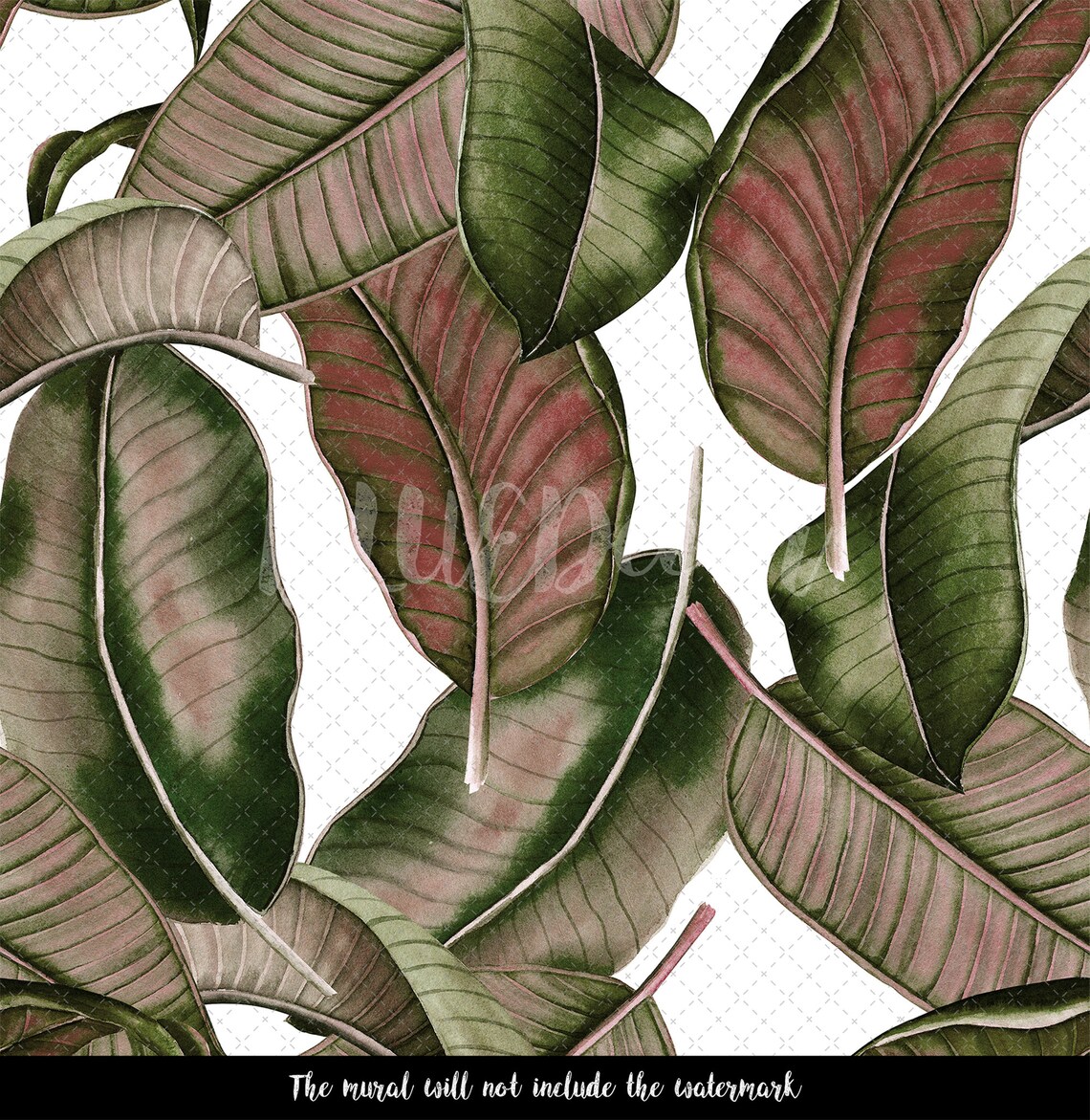 Botanical Big Leaves, Nature Wallpaper, Autumn Wallpaper, Watercolor ...