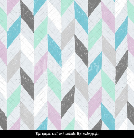 Mint And Pink Chevron Wallpaper