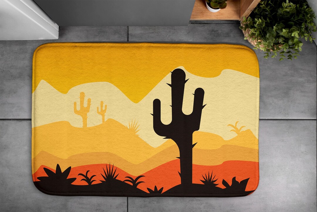 Yellow, Desert Cactus, Soft Mat, Bath Rug, Floral Pattern, Decor, Small ...
