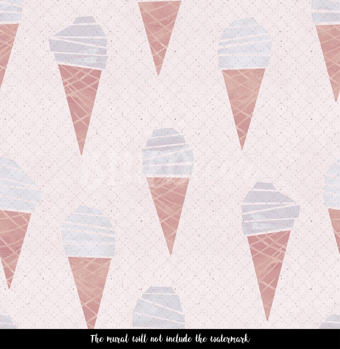 Ice Cream Crone Removable Wallpaper, Sweet Wall Mural, Adhesive, Cute ...