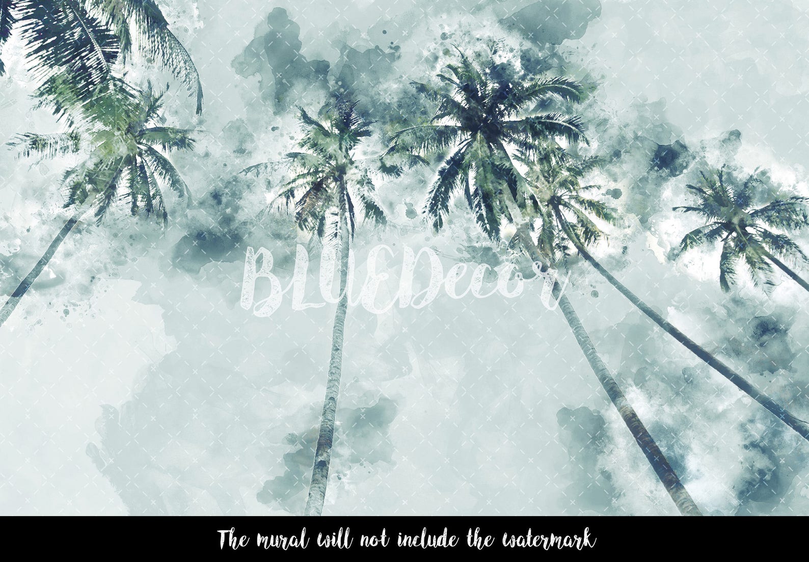 Coconut Palm Tree in Green Wall Decor Tropic Abstraction | Etsy