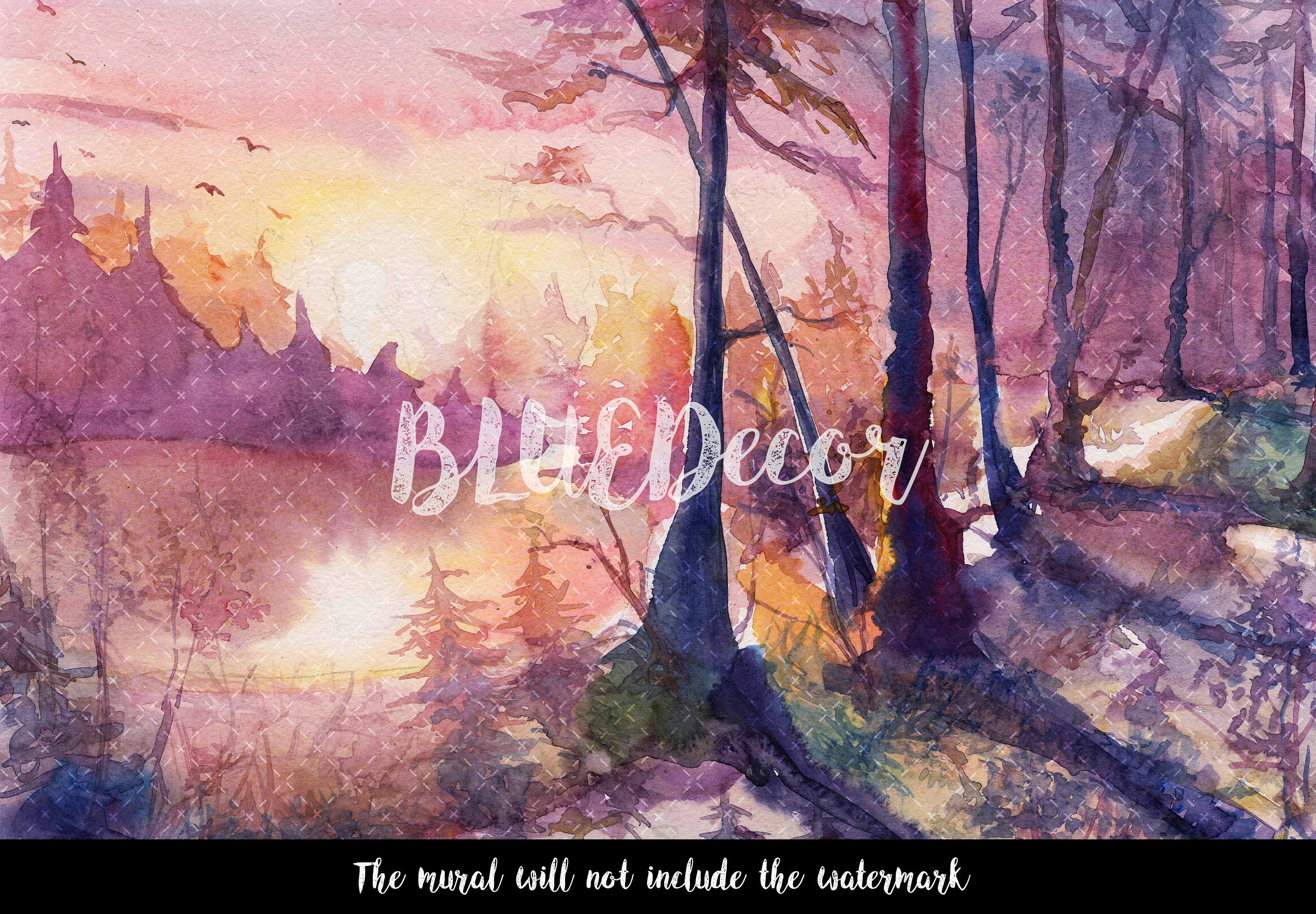 Beautiful Drawing Forest Landscape Removable Wallpaper Peel - Etsy