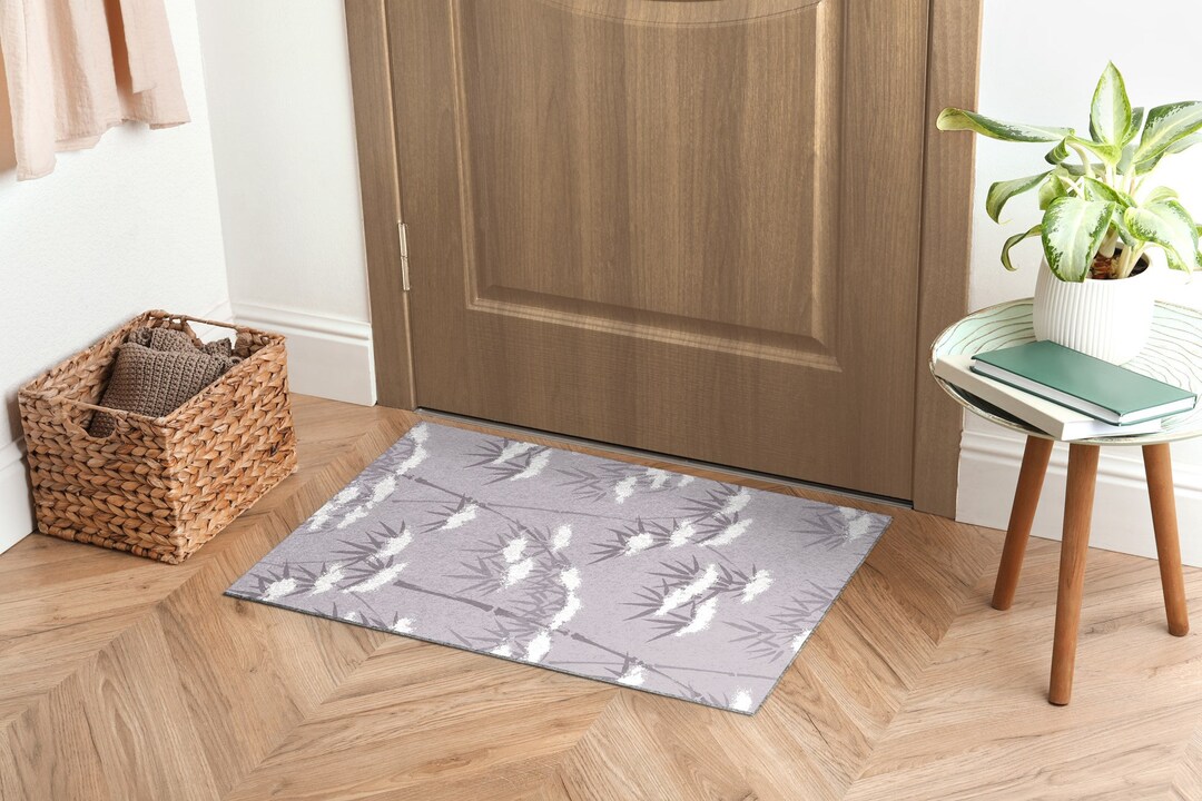 Japanese Bamboo Welcome Mat, Personalized Doormat, Floral Pattern, Pink ...
