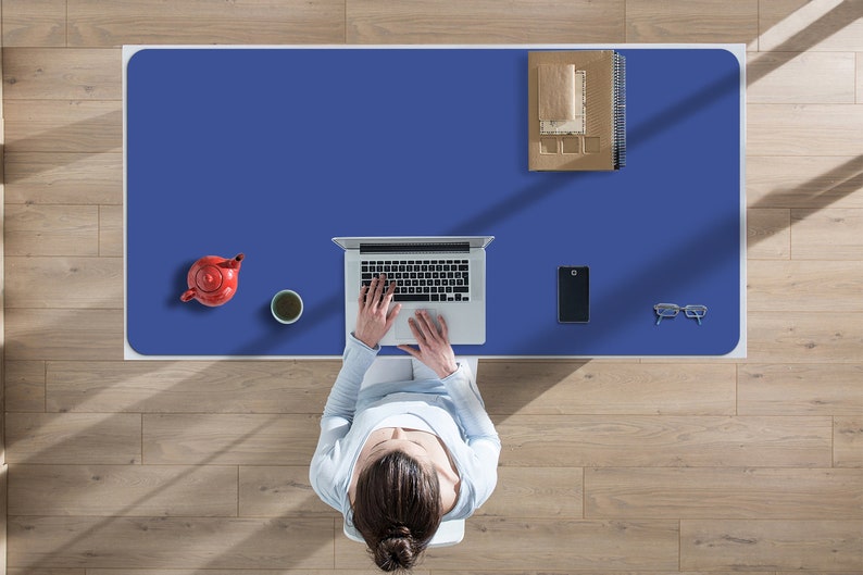 Blue Desk Mats on Top of Desks, Navy Desk Accesories, Royal Blue ...