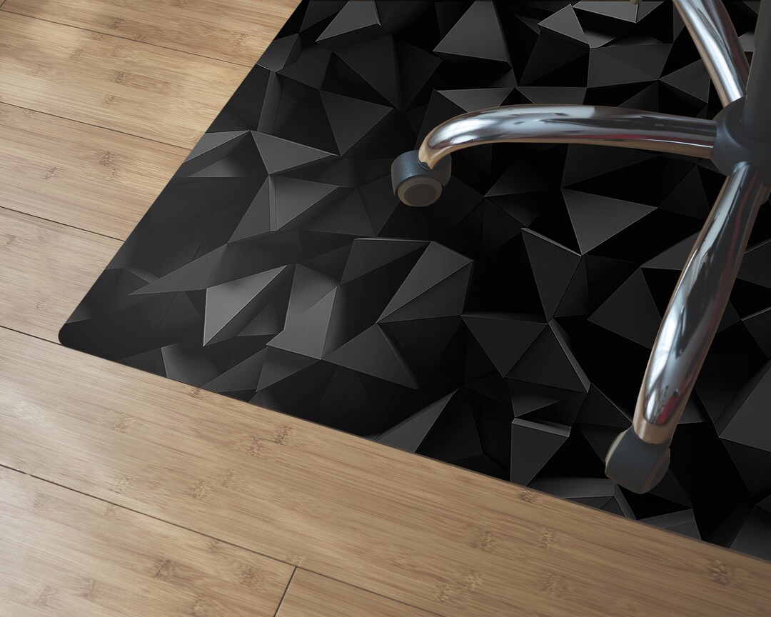 Abstraction Black Triangles Chair Mat, Onyx Computer Mat, Dark Gray ...