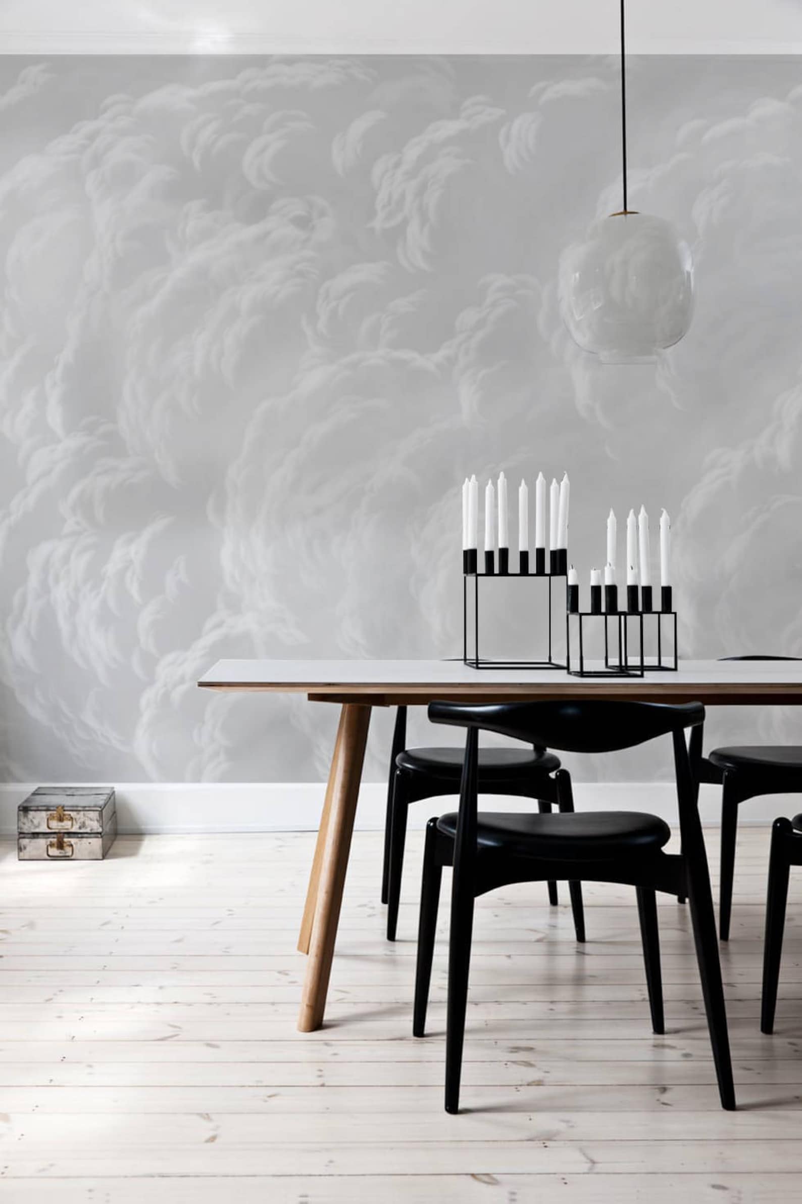 Cloudy Sky Wall Mural, Clouds, Sky, Watercolor, Peel and Stick ...