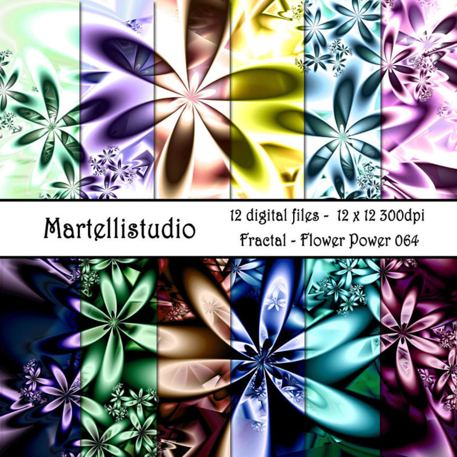 Flower Power Fractal Digital Paper - Etsy