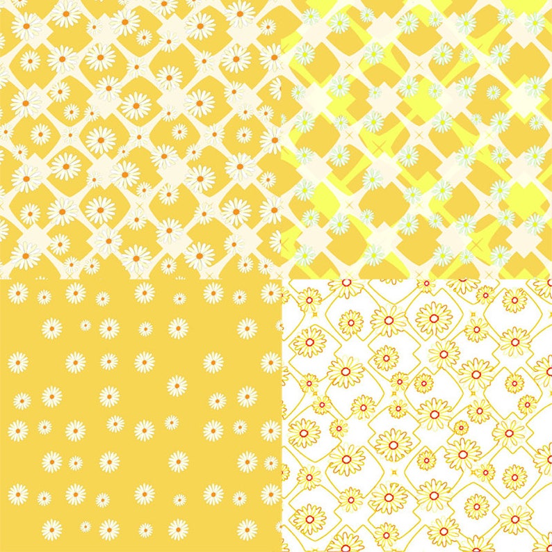 Yellow Daisy Digital Paper - Etsy