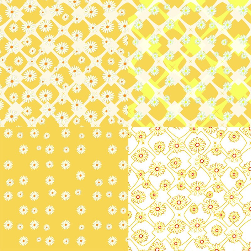 Yellow Daisy Digital Paper - Etsy