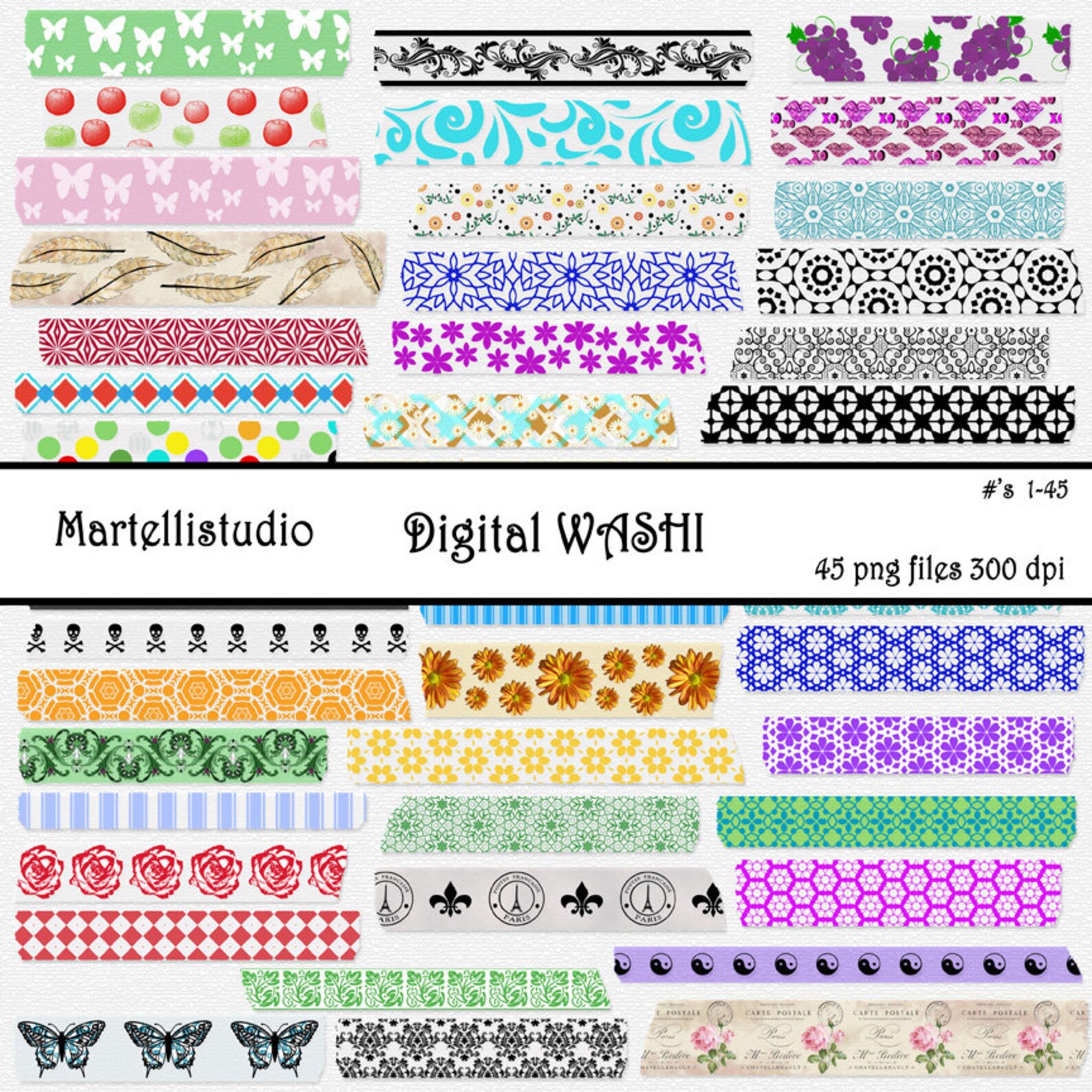 Washi Digital Tape 1-45 - Etsy