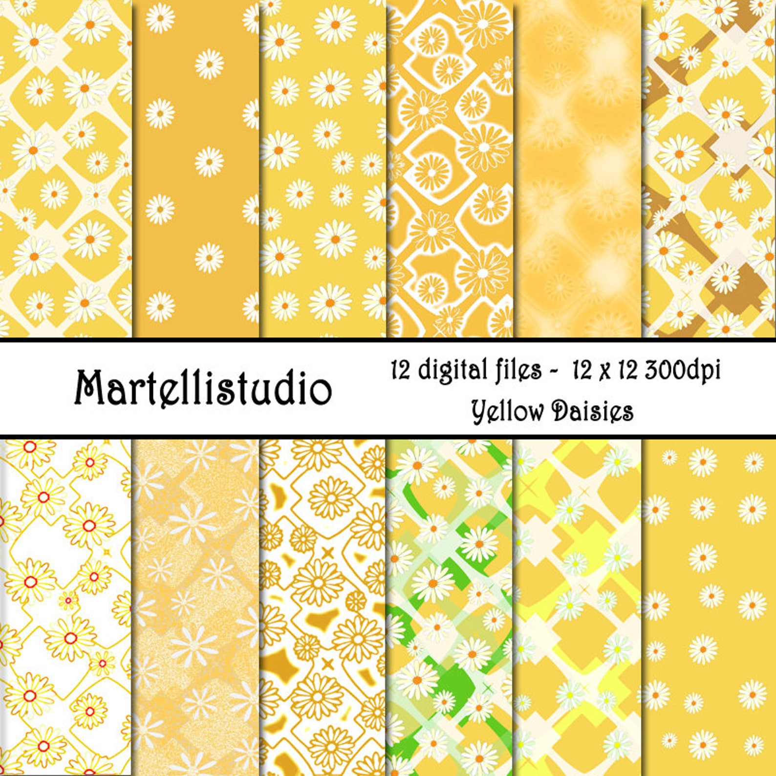 Yellow Daisy Digital Paper - Etsy