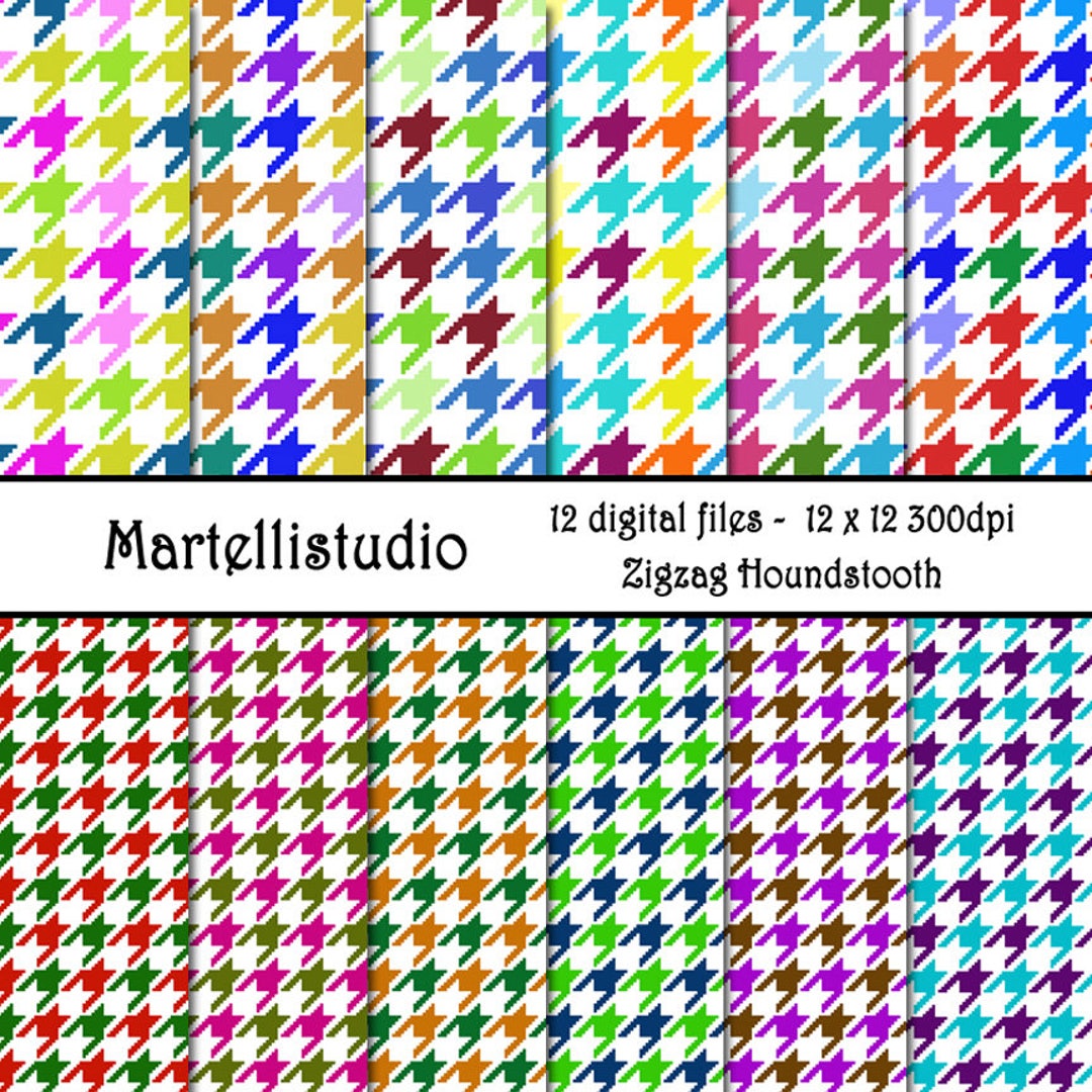 Colorful Houndstooth Digital Paper - Etsy