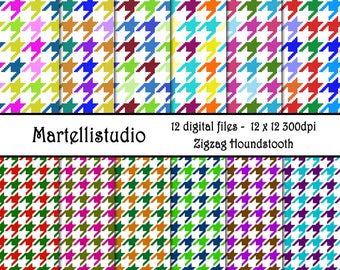 Houndstooth Digital Paper 20 Sheets in Rainbow Colors for - Etsy