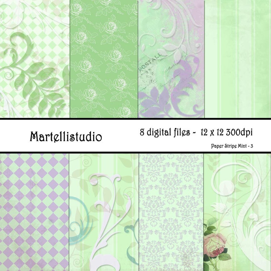 Mint Green Patterns Digital Paper - Etsy